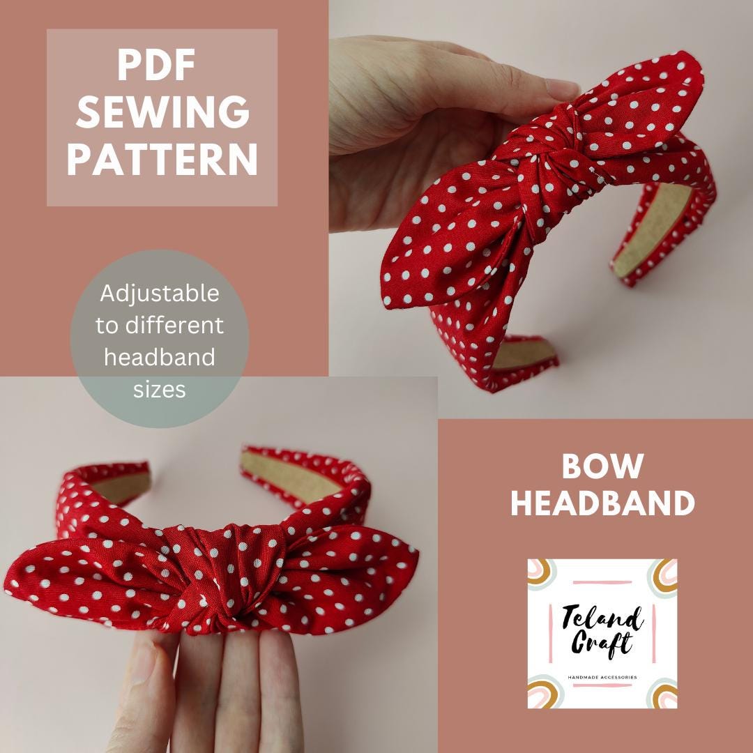 Bow Headband PDF Sewing Pattern - Instant Download - Adjustable to ...