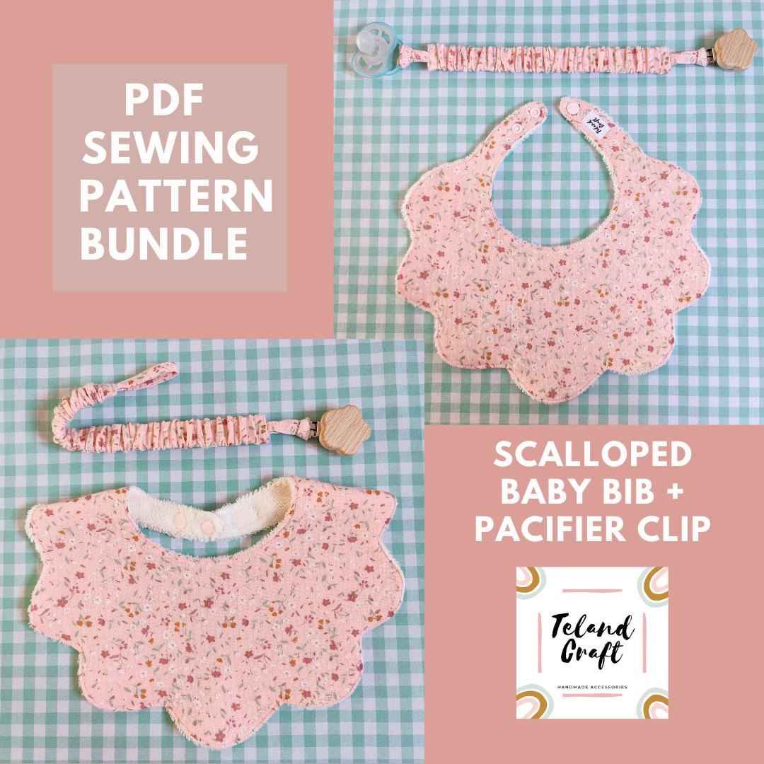 Scalloped Bib and Pacifier Clip Sewing Pattern Bundle - Baby Shower ...