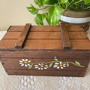 Boho Handpainted Wood Storage Box With Daisies - Jewelry Box - Trinket ...