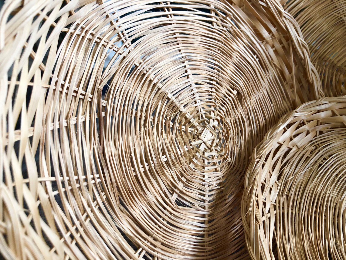 Vintage Set of 4 Wicker Paper Plate Holders - Boho Wicker - Wall Decor ...