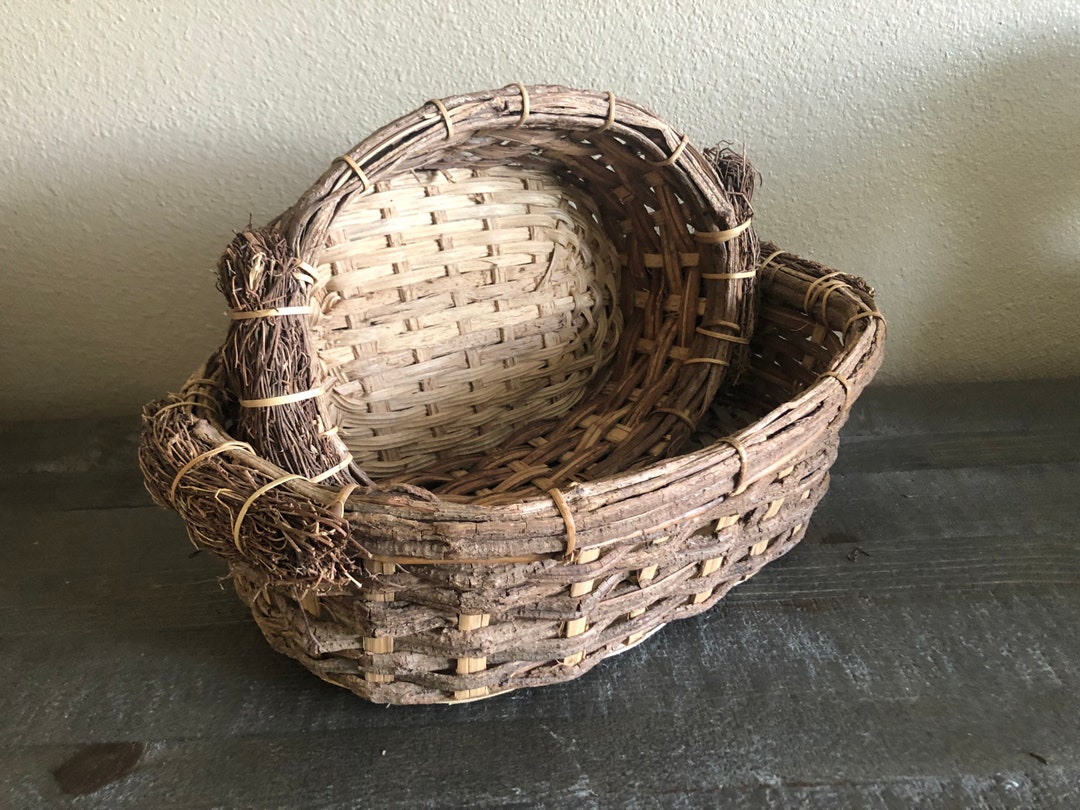 Vintage Set of Nesting Handwoven Tree Bark Gathering Baskets With ...