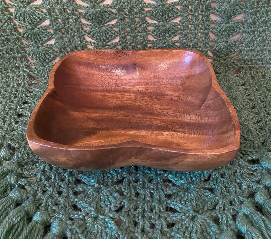 MCM Wood Monkey Pod 4 Corner 10” Bowl - Etsy