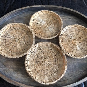 Vintage Set of 4 Wicker Paper Plate Holders - Boho Wicker - Wall Decor ...