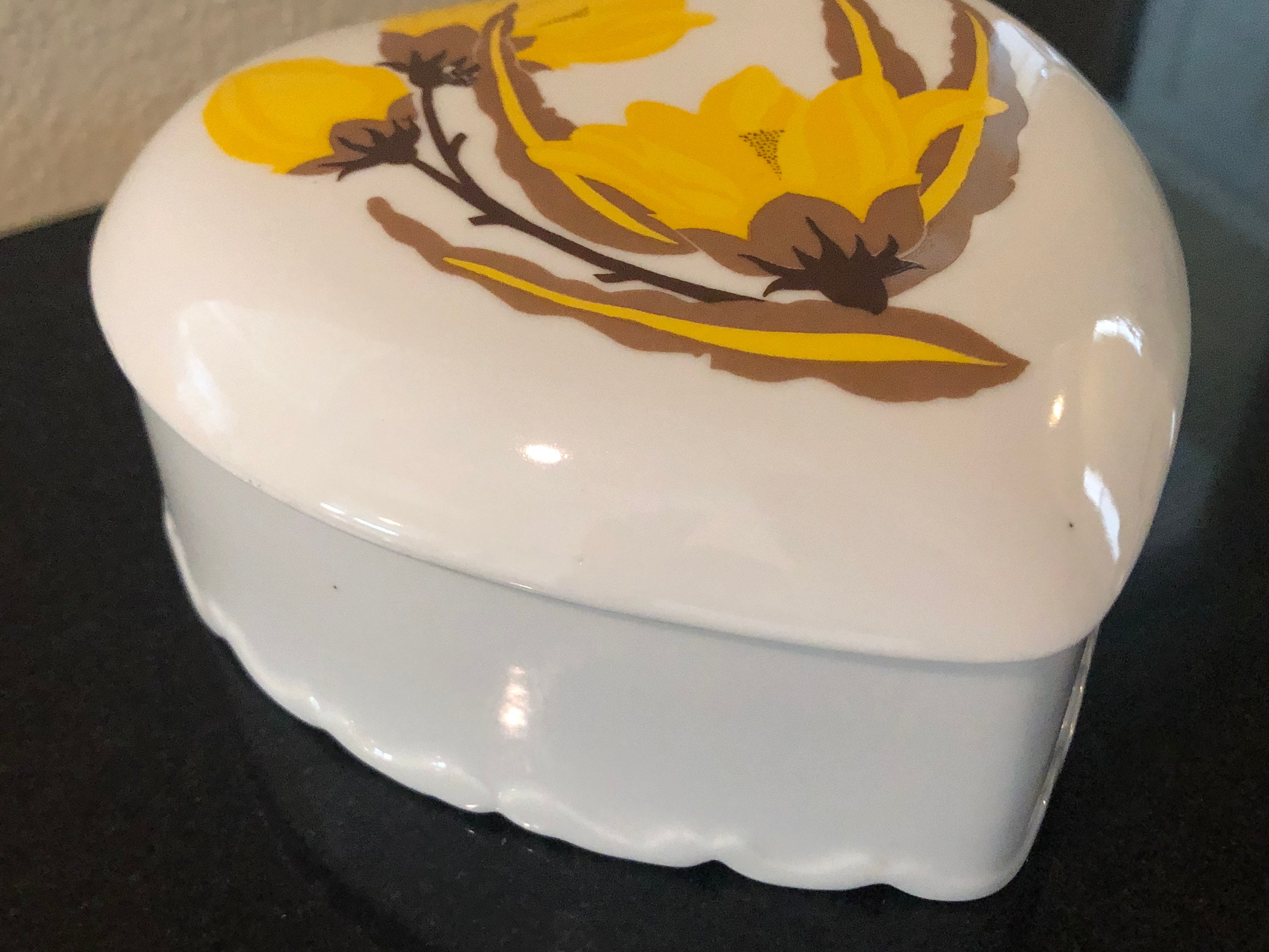 Vintage Japanese Floral Heart Shaped Trinket Box Keepsake Box Jewelry ...