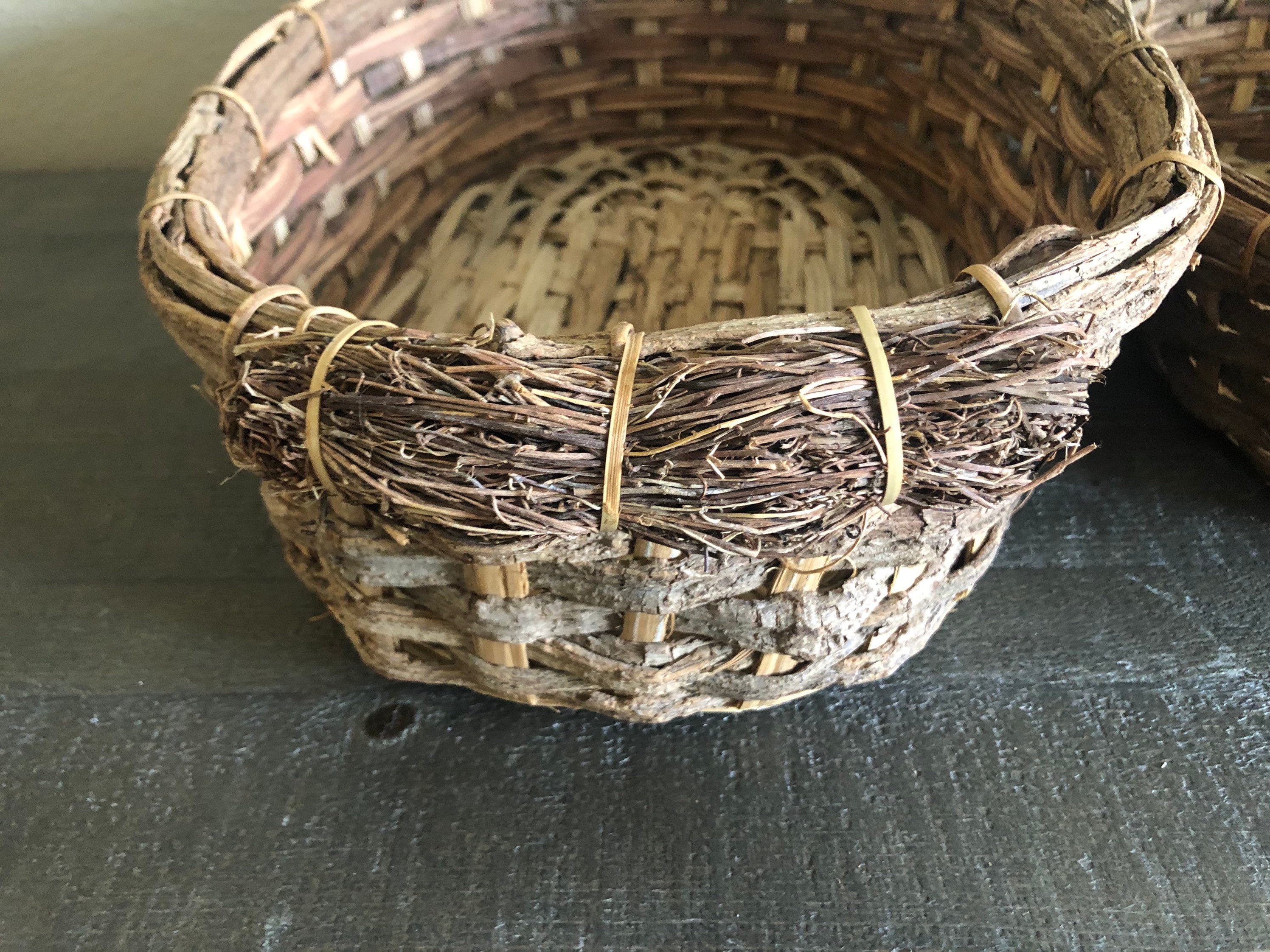 Vintage Set of Nesting Handwoven Tree Bark Gathering Baskets With ...