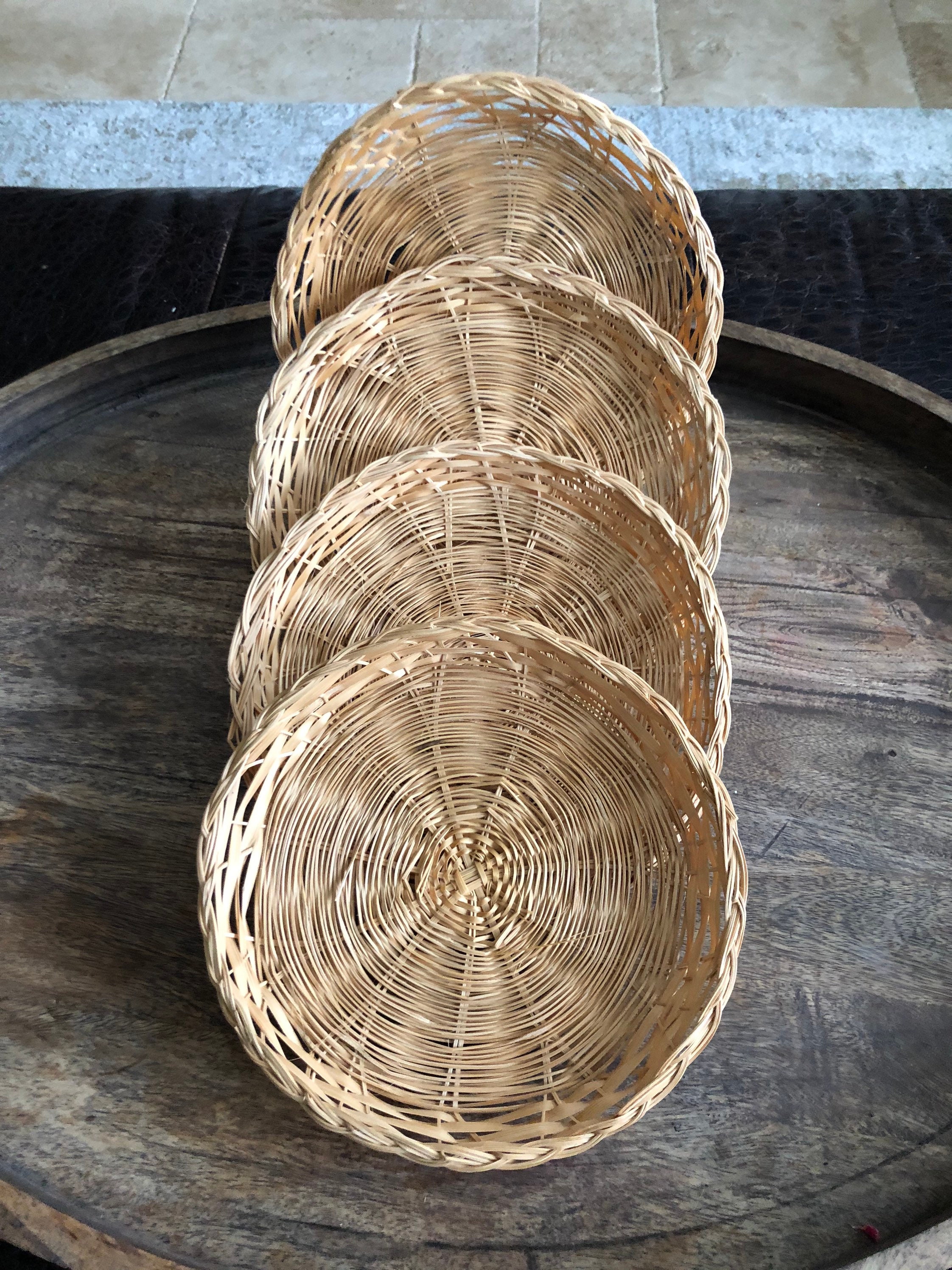 Vintage Set of 4 Wicker Paper Plate Holders - Boho Wicker - Wall Decor ...