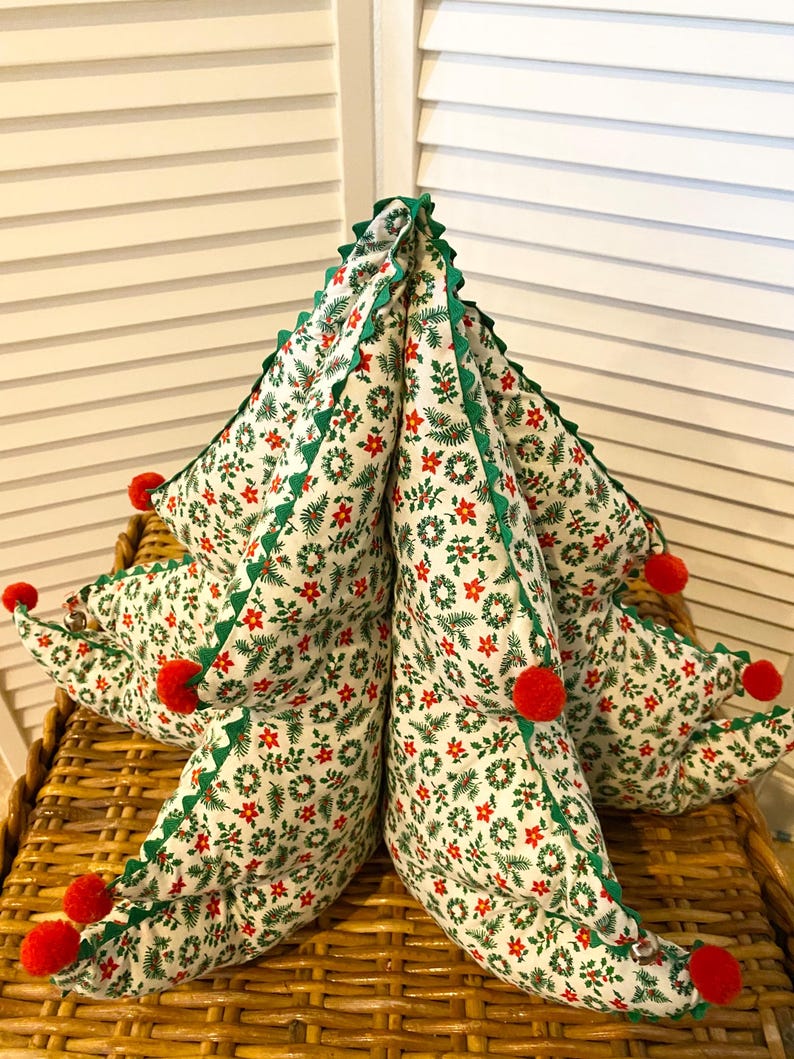 Handmade Vintage Fabric Stuffed 3D Christmas Tree. - Etsy