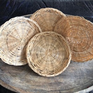 Vintage Set of 4 Wicker Paper Plate Holders - Boho Wicker - Wall Decor ...