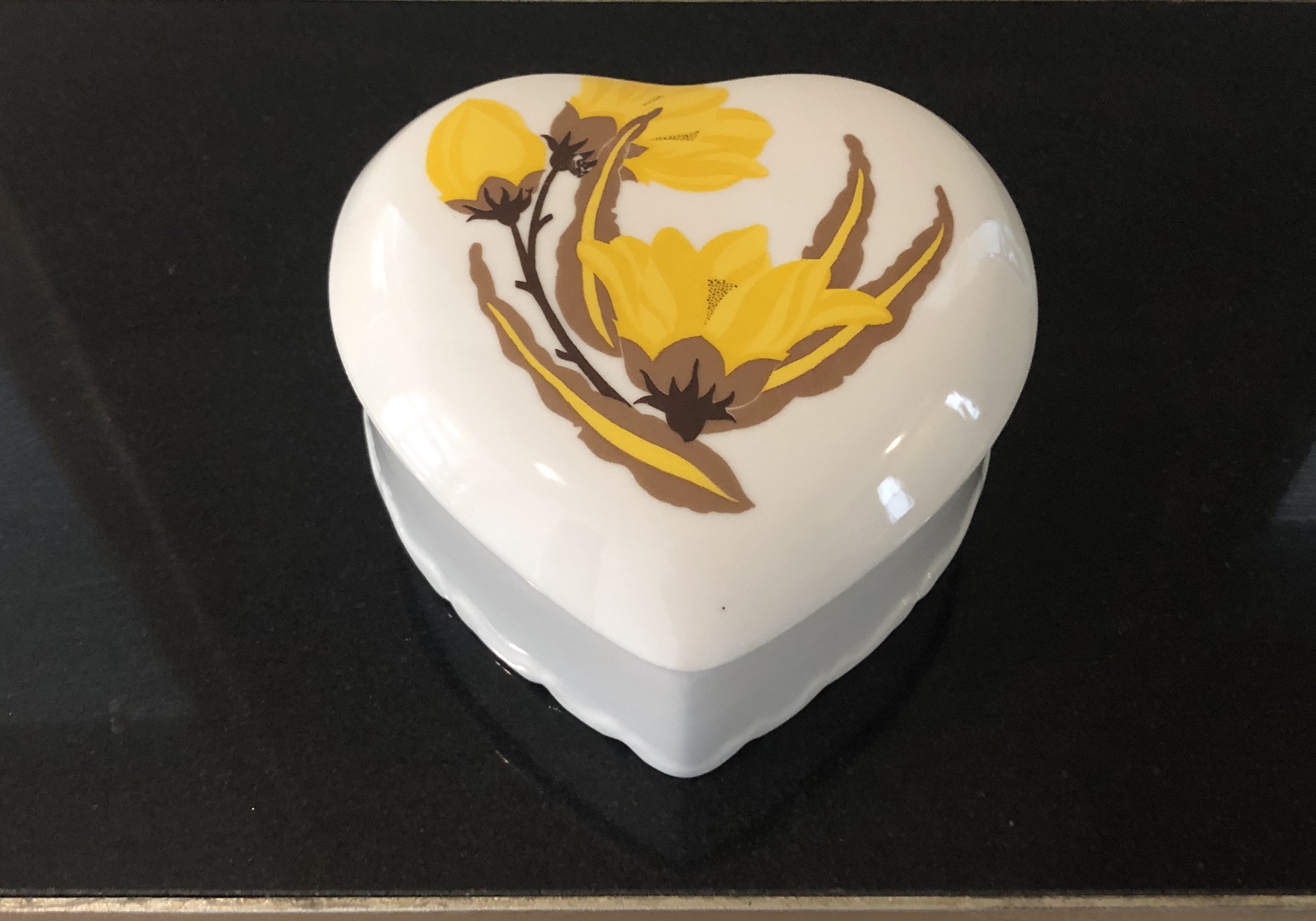 Vintage Japanese Floral Heart Shaped Trinket Box Keepsake Box Jewelry ...