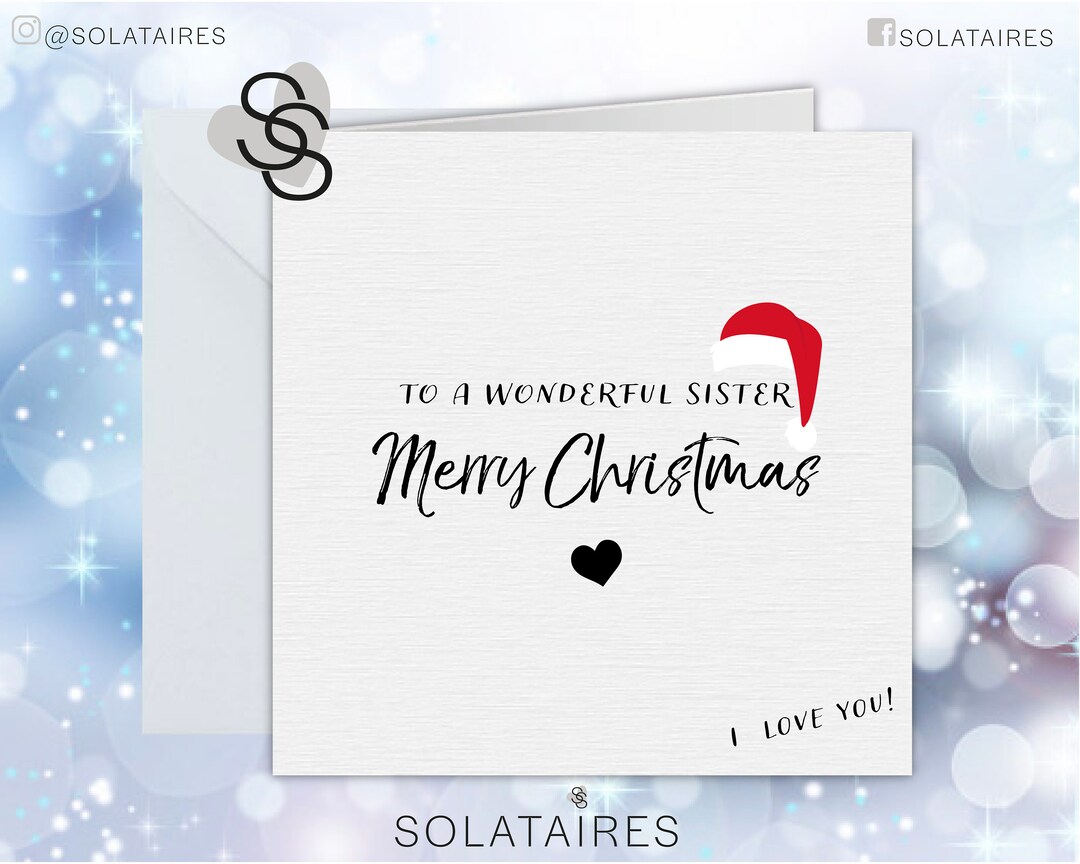 Merry Christmas Sister Card Uk,sister Christmas Card,simple Luxury ...