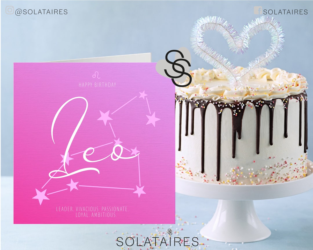 Leo Zodiac Birthday Card, Celestial Birthday Card, Horoscope Cards ...