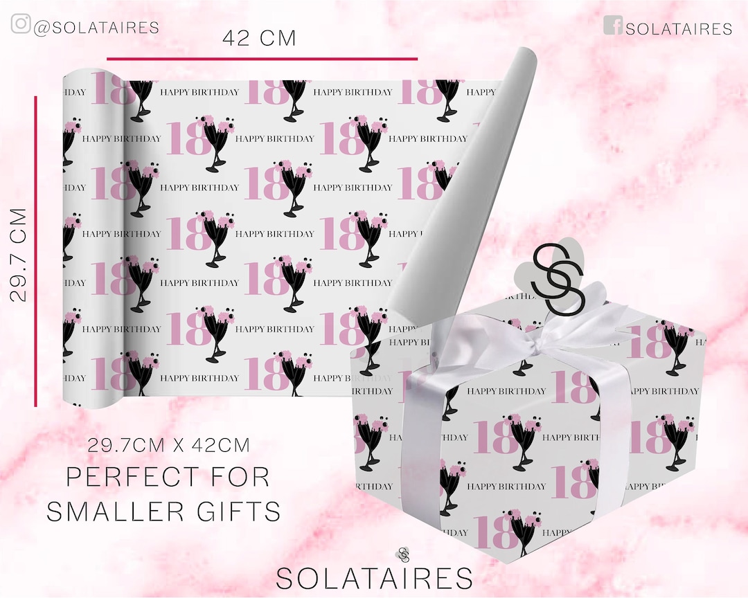 18th Birthday Wrapping Paper,18th Gift for Her,birthday Girl Gift,pink ...