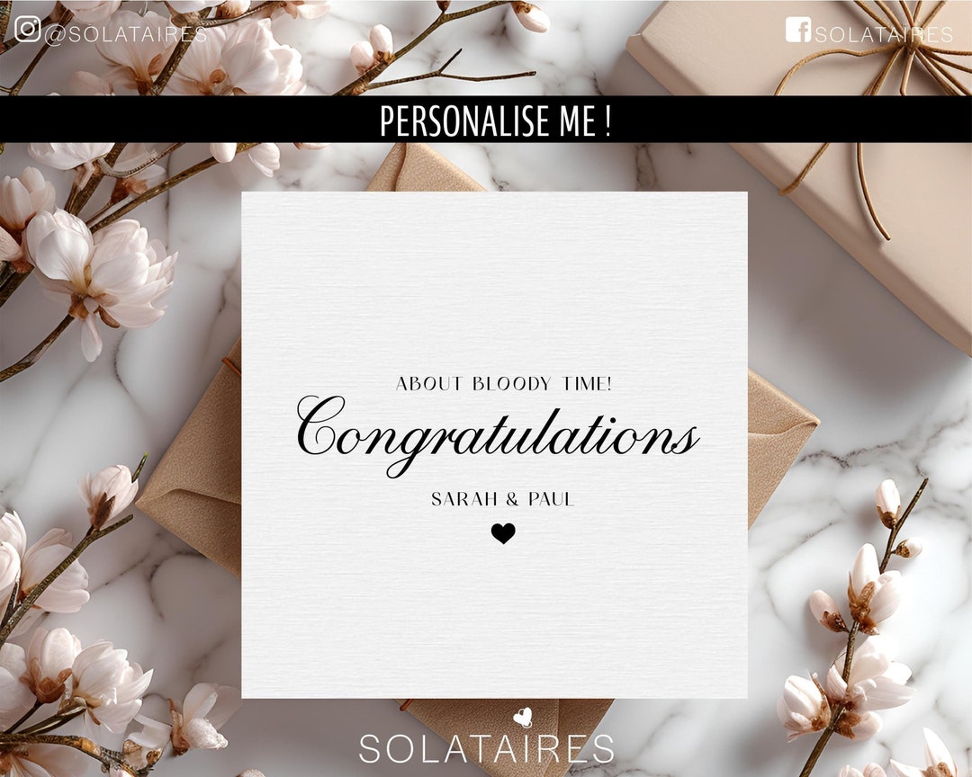 Congrats Engagement Card, Personalised Friend Engagement Card ...