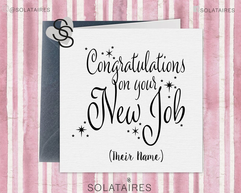 New Job Congratulations Card Uk,personalised Option, Simple Luxury ...