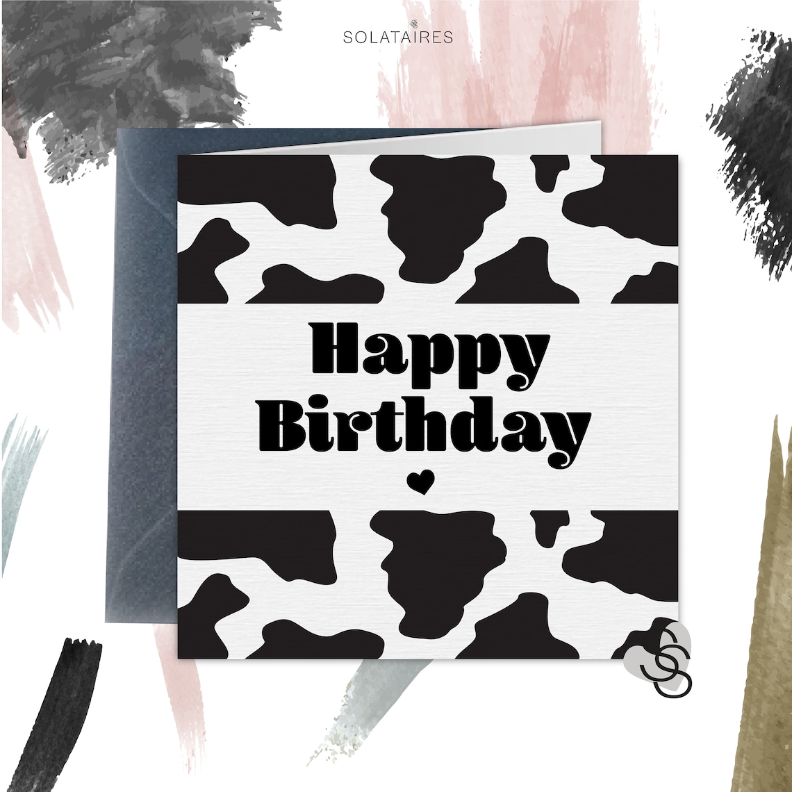 Happy Birthday Cow Print Card for Her Uk Simple Cute Greeting - Etsy