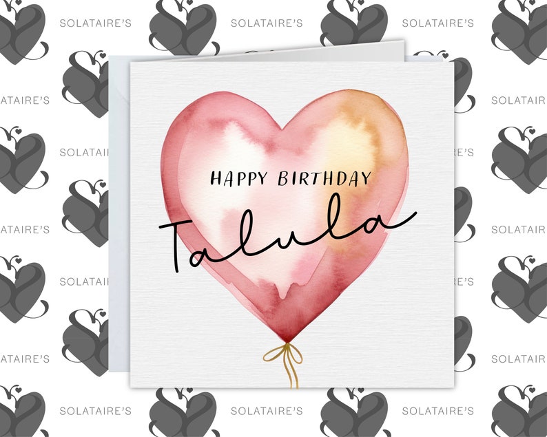 Personalised Pink Balloon Heart Birthday Card,special Little Girl ...