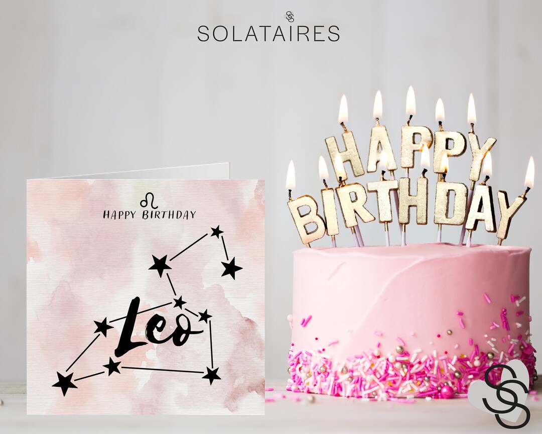 Leo Zodiac Sign Birthday Card UK, Leo Horoscope Constellation Print ...