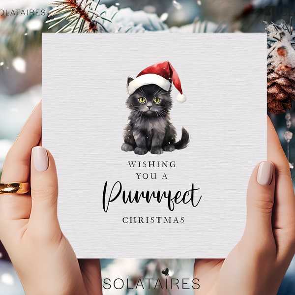 Christmas Cat Card - Etsy