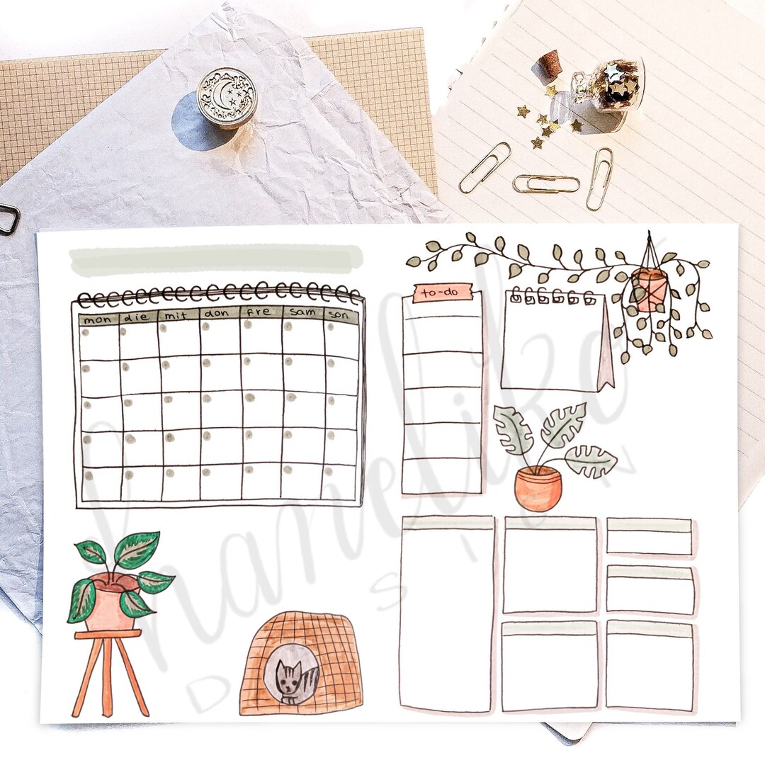 Plants Monthly Overview for Printing Bullet Journal Notation - Etsy