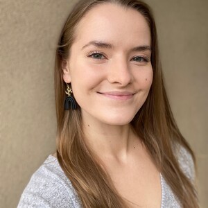 Black and Leopard Arch Clay Earrings, Earthy Minimalist Earrings ...