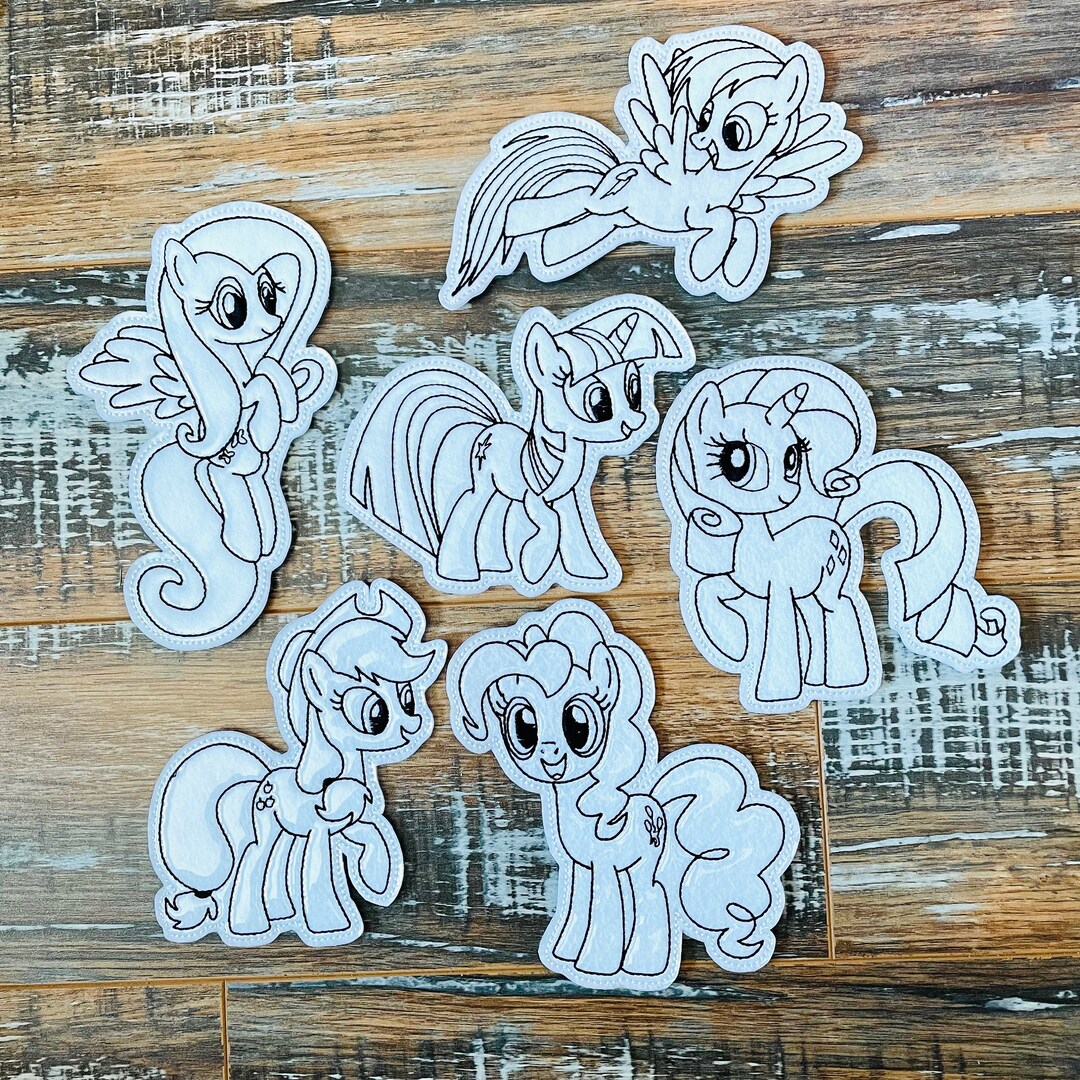 MLP Ponies Flat Colouring Dolls Digital Embroidery Design - Etsy