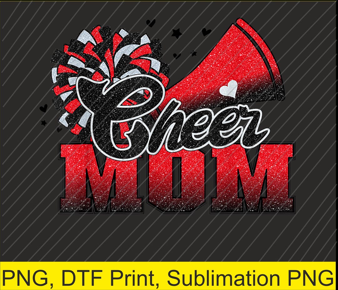 Cheer Mom Football Red Black Pom Leopard PNG Digital Download DTF Print ...