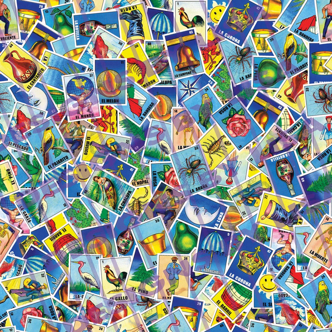 12" X 12" Loteria Seamless Pattern, Digital Paper, Instant Digital ...