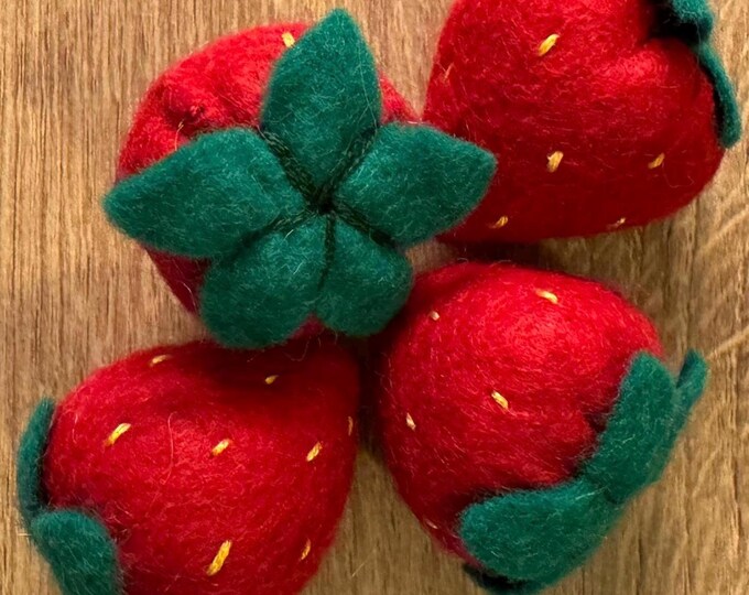 Felt Strawberry Fabric Play Food Pretend Play - Etsy