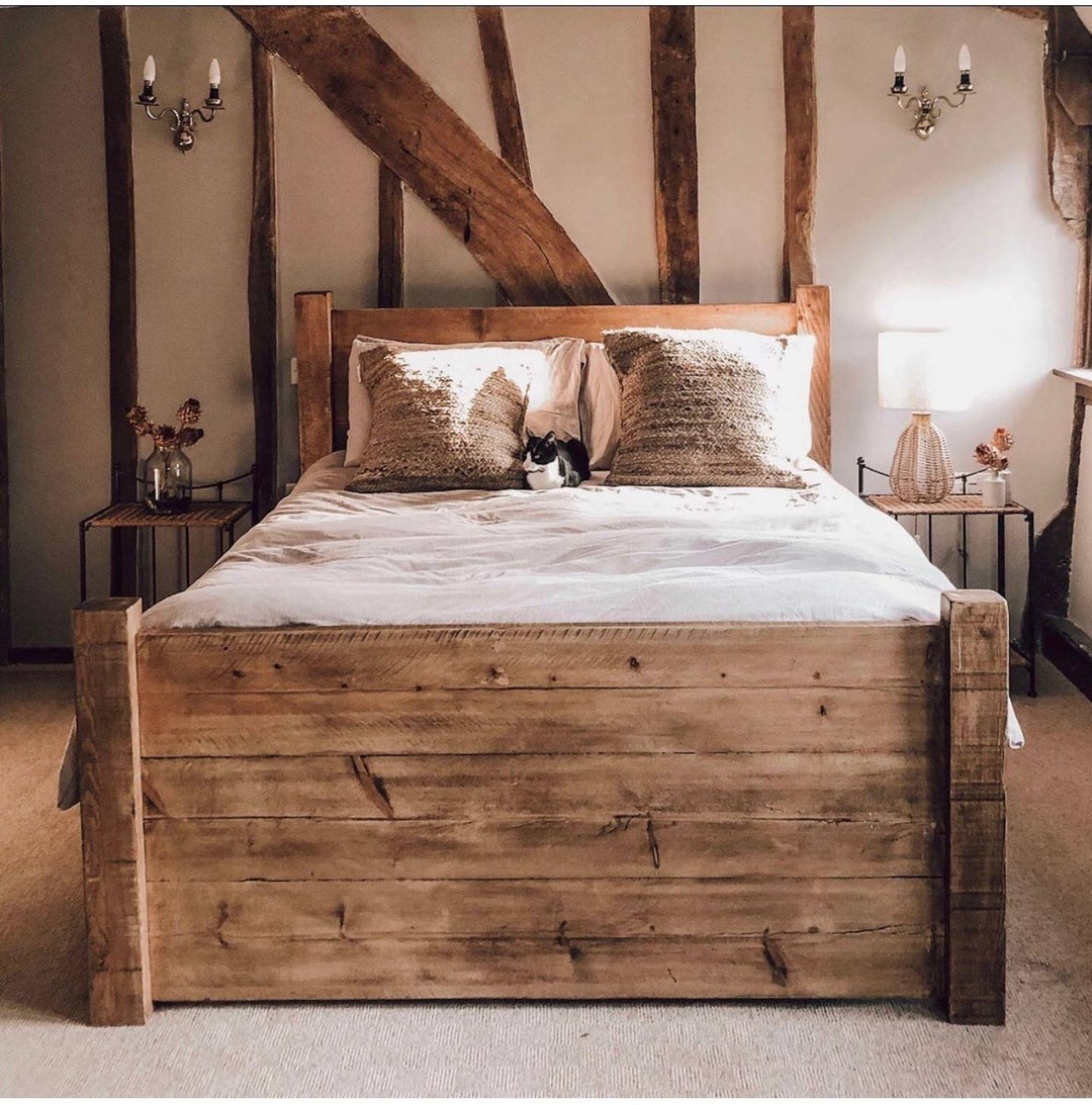 Premium, Rustic, Handmade, Solid Bed Frame. the Oxford With Free ...