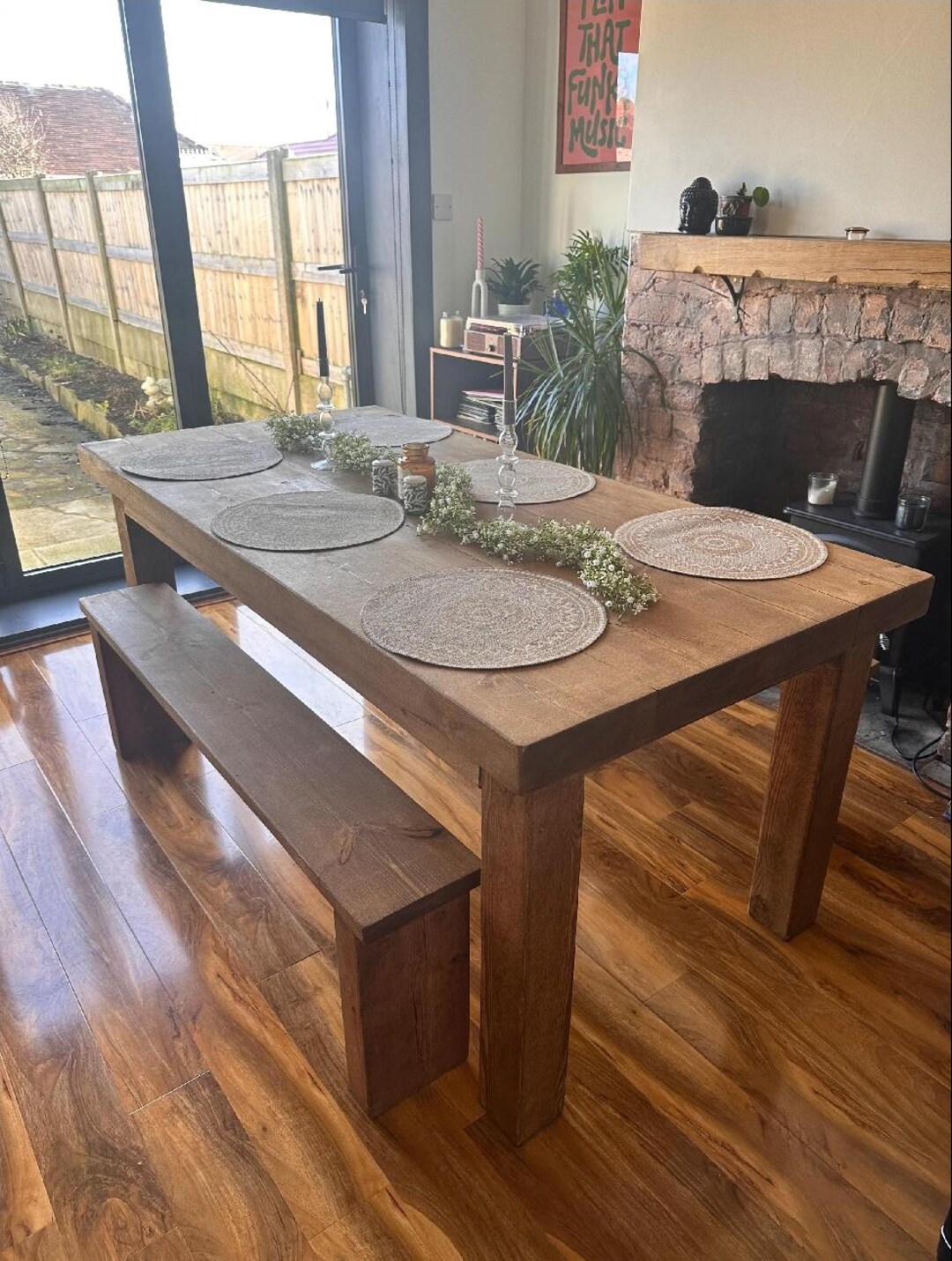 Handmade Rustic Chunky Wood Dining Table With FREE Benches - Etsy UK