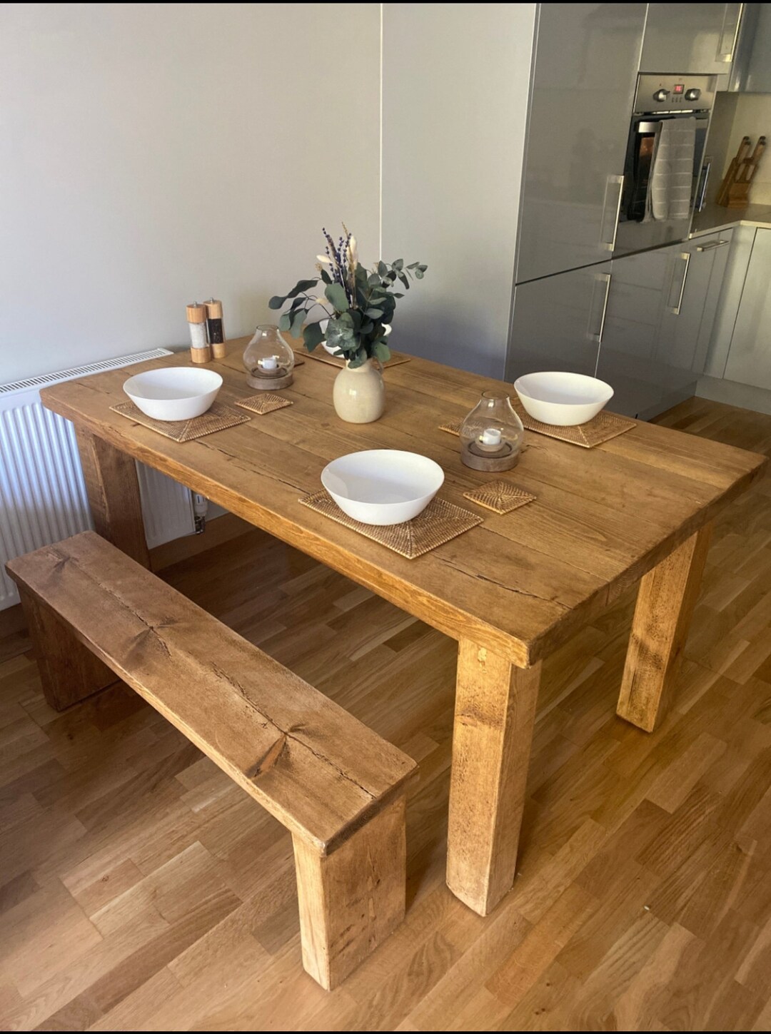 Solid Wood Rustic 2 Thick Table Top and Free Bench Set All Handmade ...