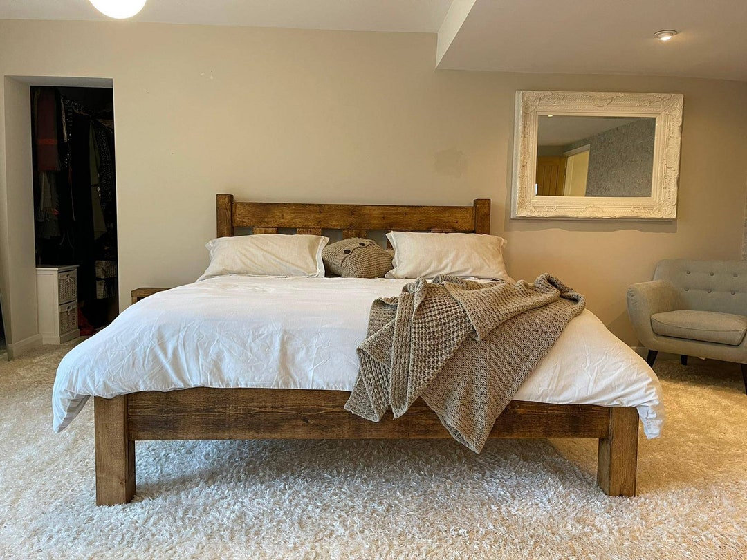 Handmade Chunky Solid Wood Bed Frame: Rustic Countrystyle - Etsy UK