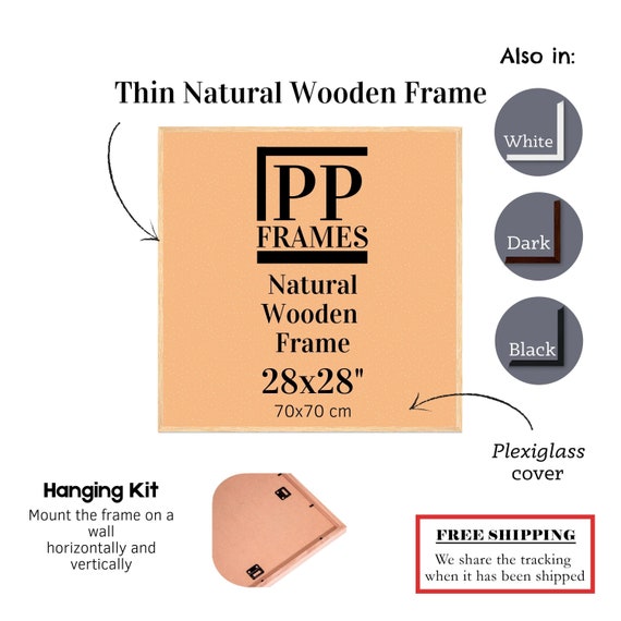 Natural Wood Frame 28x28 Inches / Thin Wooden Picture Frame - Etsy