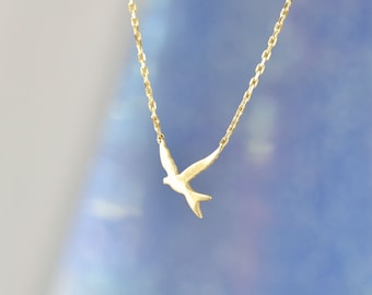 Gold Bird Pendant | Etsy