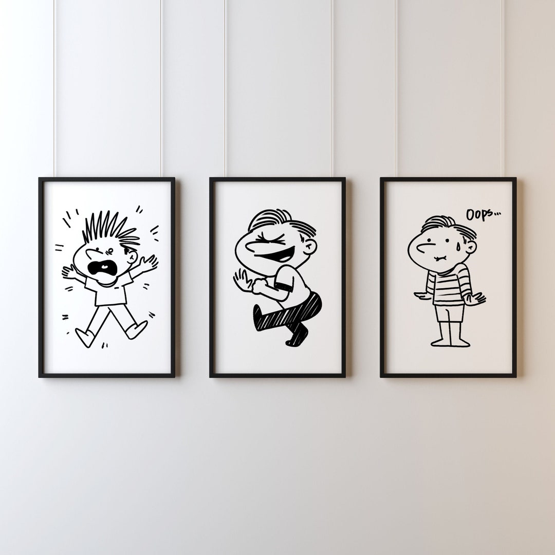 Sat of 3 Line Art Prints, Line Drawing Art, Home Decor, Wall Art, Art ...