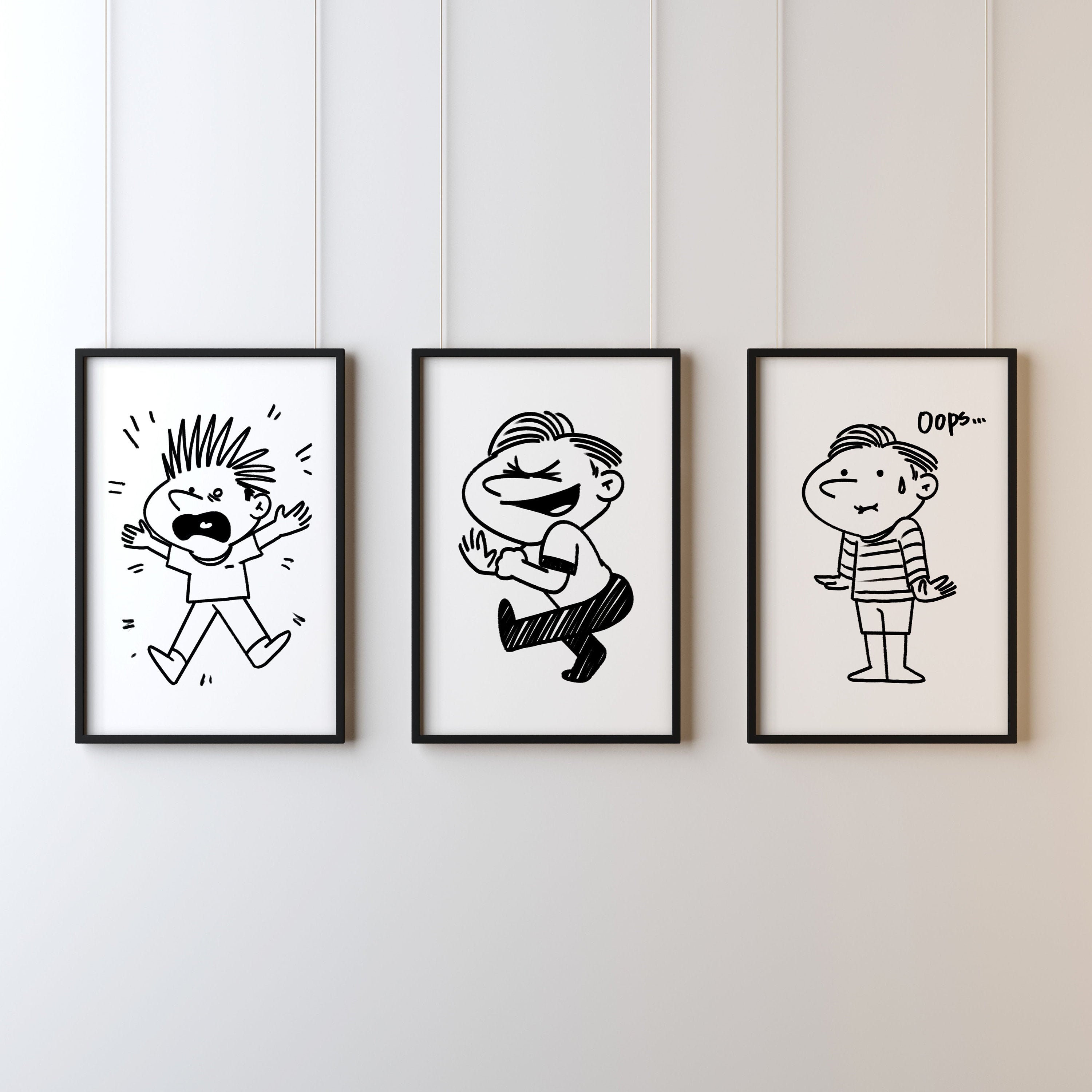 Sat of 3 Line Art Prints, Line Drawing Art, Home Decor, Wall Art, Art ...