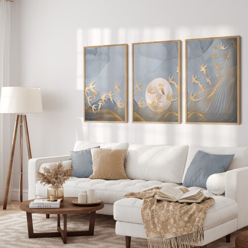 Beige and Gold Abstract Wall Art Set of 3 Prints - Etsy UK