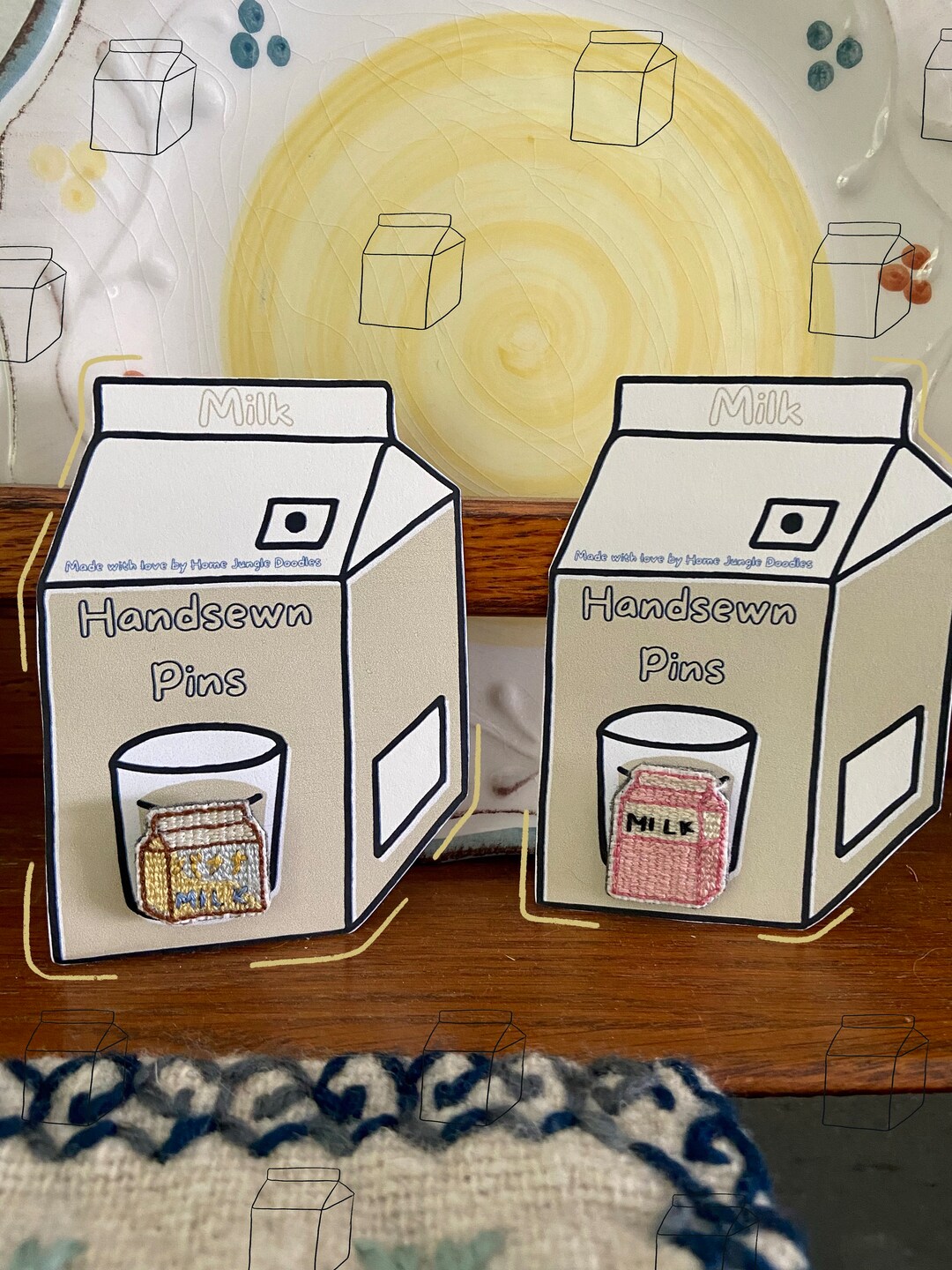 Handsewn Pins Milk Carton Design - Etsy