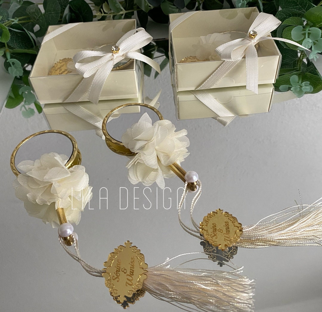 Gold Mirror Favor With Ivory Decoration in Box,metal Mirror Wedding ...