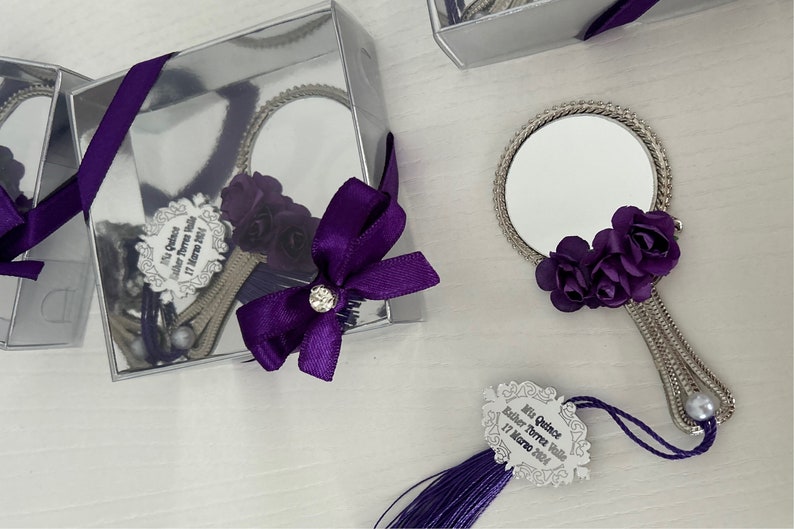 Personalized Mirror Favors With Box: Gold & Rose Gold, Quinceañera ...
