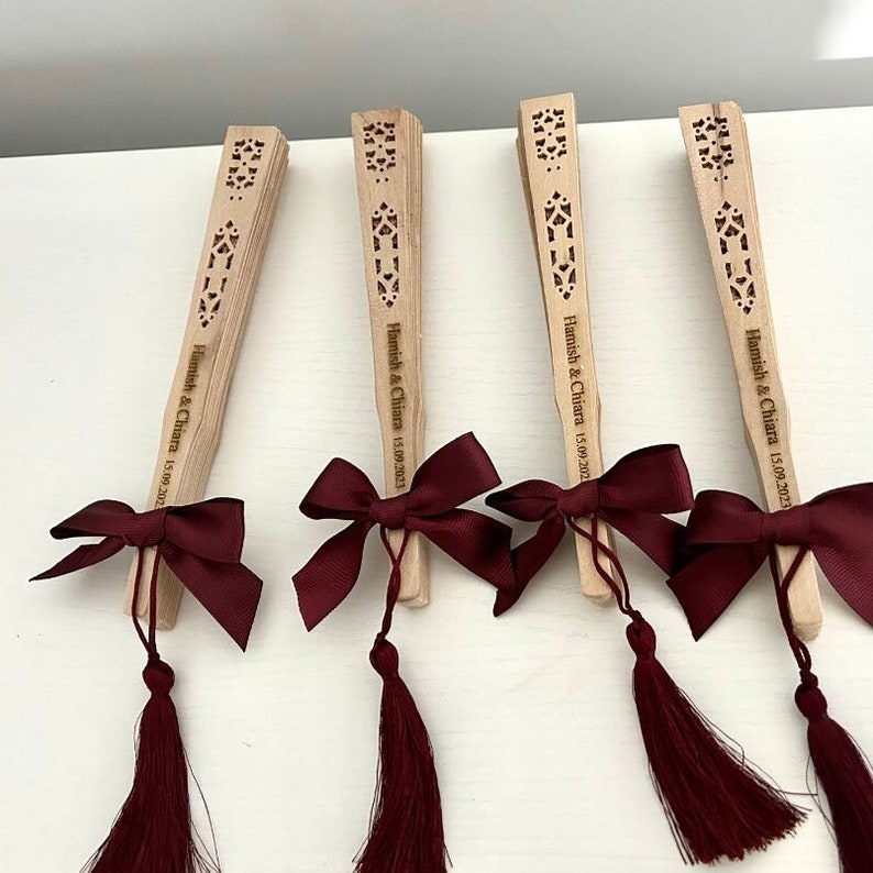 Engraved Wooden Hand Fans: Personalized Wedding Favors - Etsy