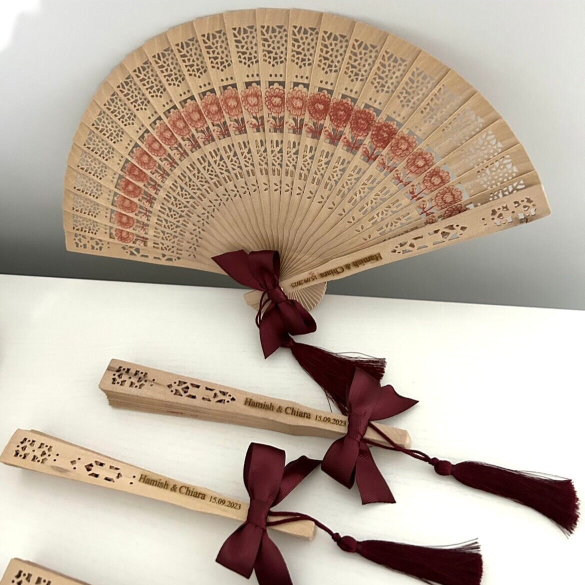 Engraved Wooden Hand Fans: Personalized Wedding Favors - Etsy