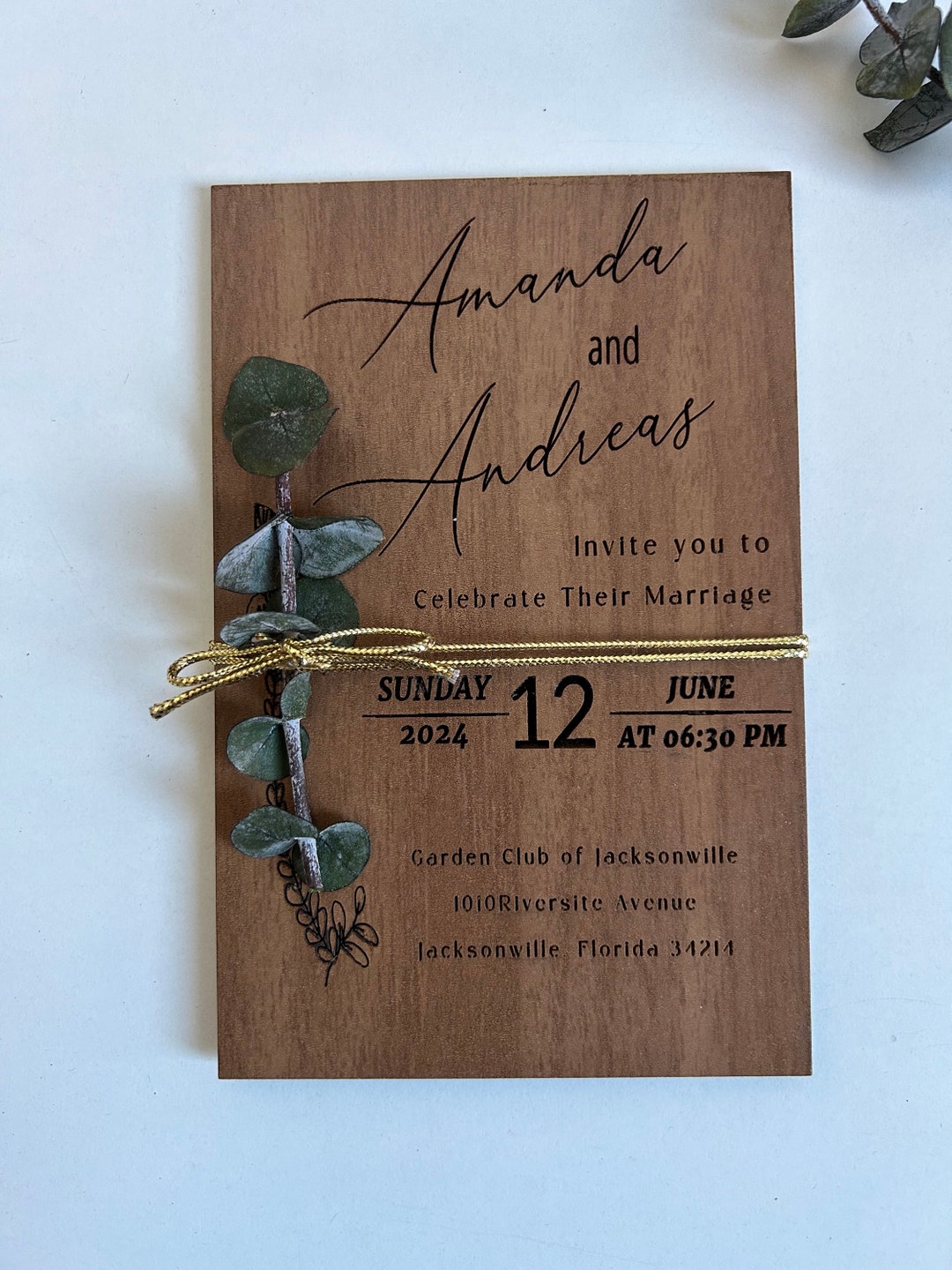 Wood Wedding Invitation Card: Real Flower & Seal Wax, Craft Envelope - Etsy