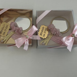 Personalized Mirror Favors With Box: Navy Blue Floral, Sweet 16 ...