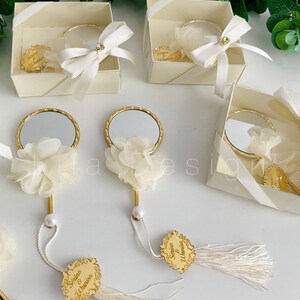 Gold Mirror Favor With Ivory Decoration in Box,metal Mirror Wedding ...