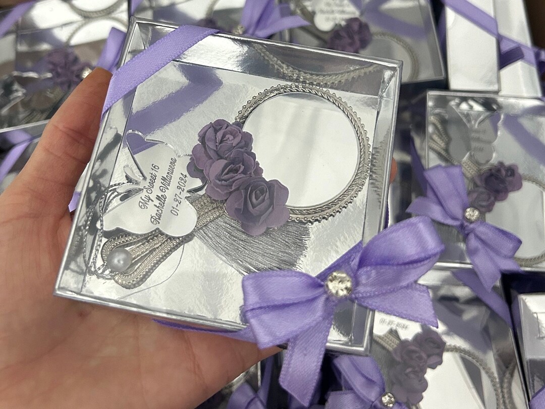 Luxury Mirror Favors With Box ,personalized Quinceañera Favor,gold ...