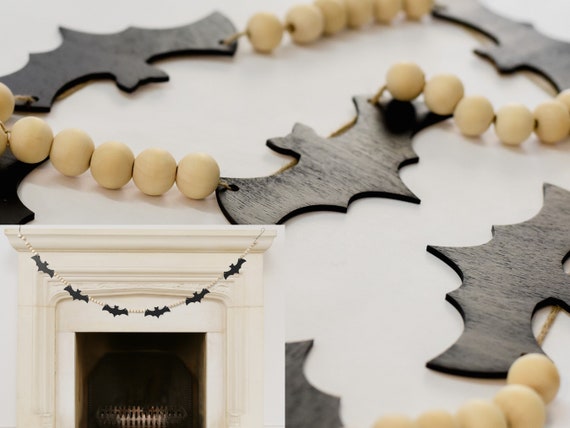 Wood Bat Bead Garland Bat Garland Wood Bead Garland - Etsy