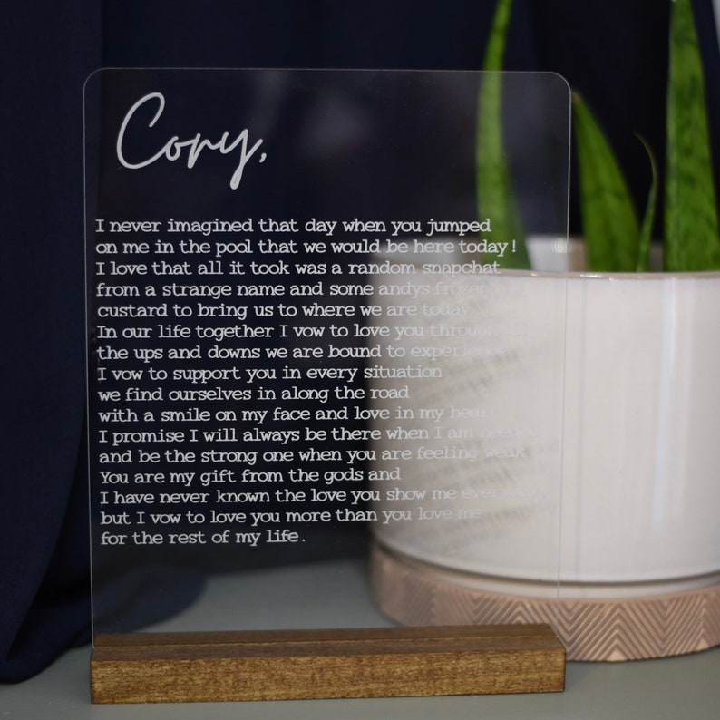 Custom Engraved Wedding Vows Wedding Vows Couple Gifts - Etsy