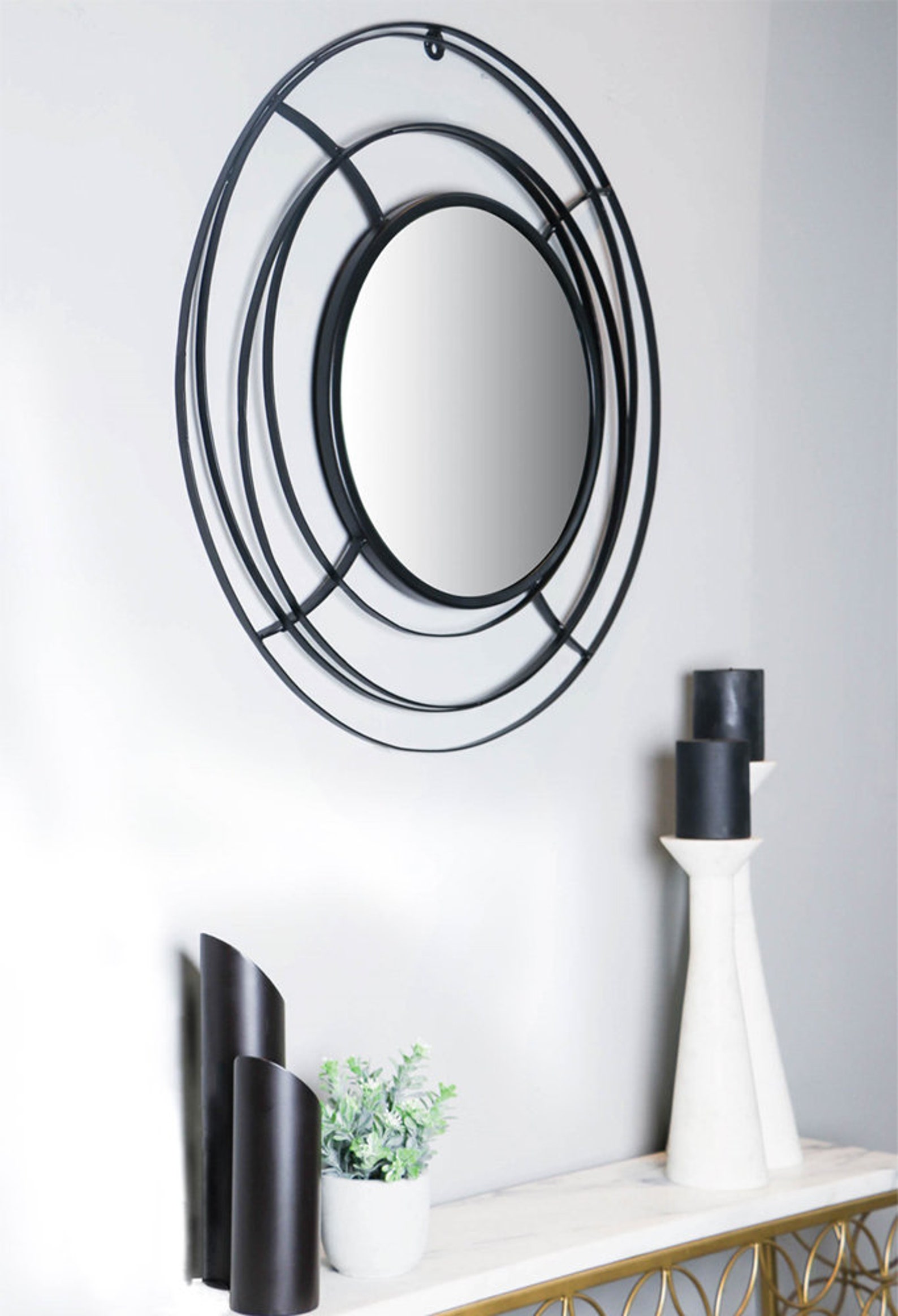 Contemporary Large Round Wall Mirror - Etsy
