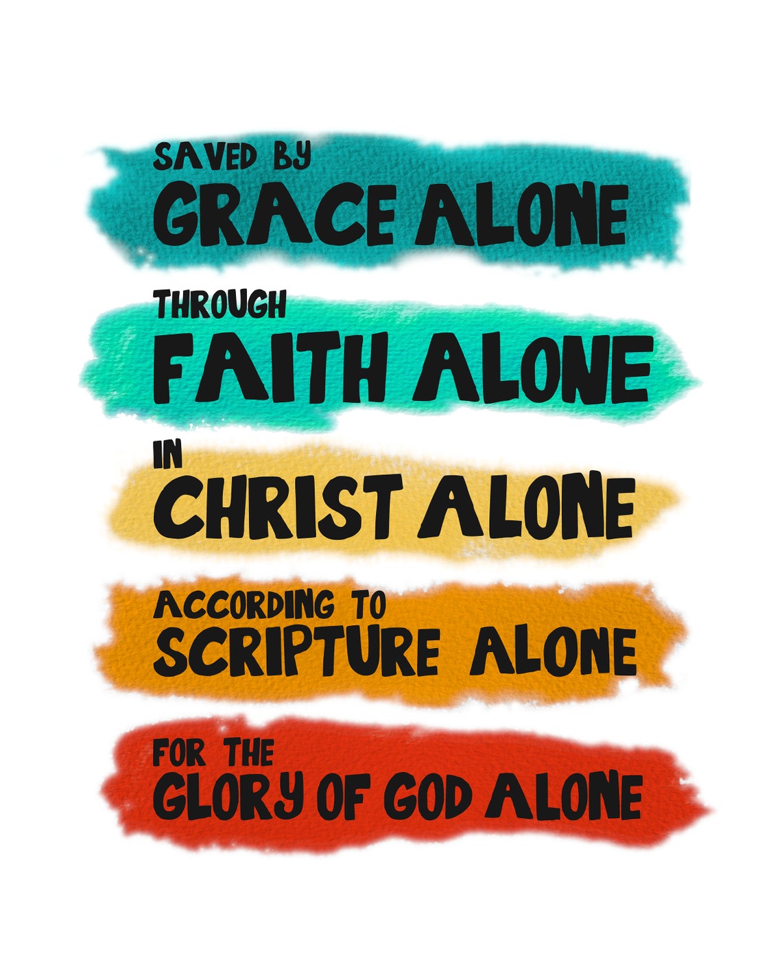 5 Solas Print, the Five Solas, Reformation Truths, Christian Wall Art ...
